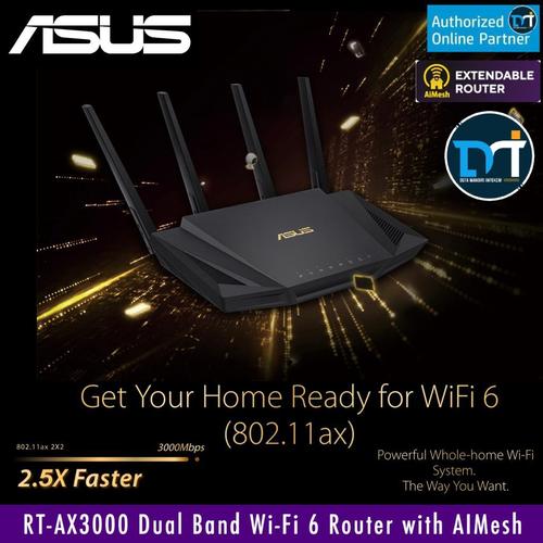 Promo ASUS RT-AX3000 - Dual Band WiFi 6 Wireless Router with AiMesh ...