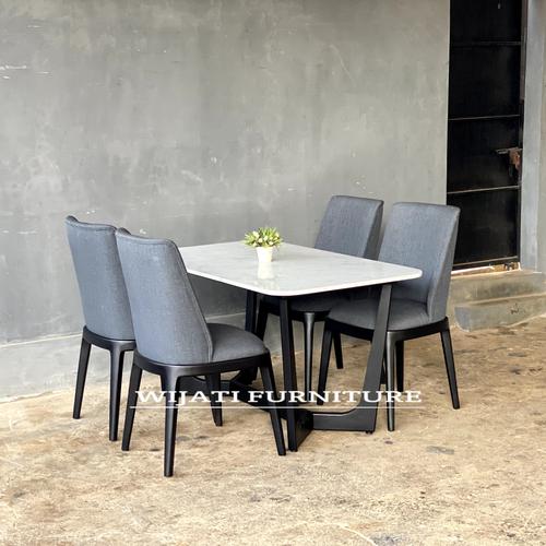 Jual Dining Table set Marmer, Meja Makan Marmer Putih Asli 4 Kursi Full ...