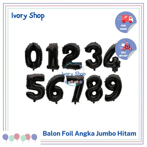 Jual Balon Foil Angka Jumbo Ukuran 80cm Warna Hitam - 1 - Kota Bandung ...