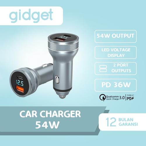 Jual GIDGET CAR CHARGER MOBIL 54W FAST CHARGING TYPE C PD+USB - CC97 ...