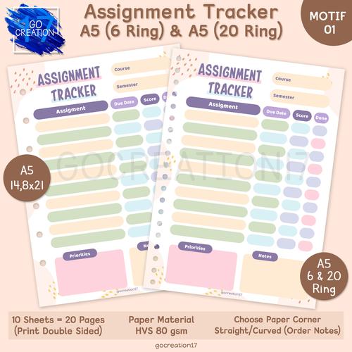 Jual Kertas Isi Binder Assignment Tracker A5 (6 Ring) & A5 (20 Ring ...
