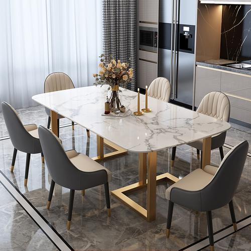 Jual MEJA MAKAN MINIMALIS STAINLESS TOP. MARMER - Dining Table Set ...