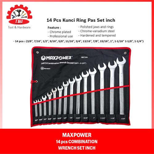 Jual Combination Wrench Set Inch 14 Pcs | Kunci Ring Pas | Maxpower Set ...