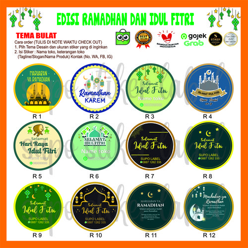 Jual cetak sticker idul fitri / stiker idul fitri / stiker kue lebaran ...