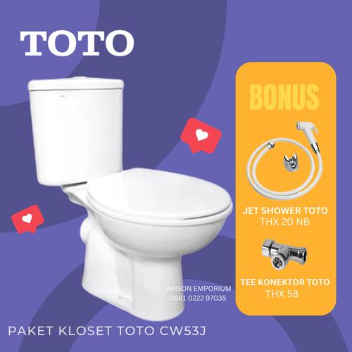 Jual PAKET KLOSET DUDUK TOTO CW53J LENGKAP JET SHOWER TINGGAL PASANG CW ...