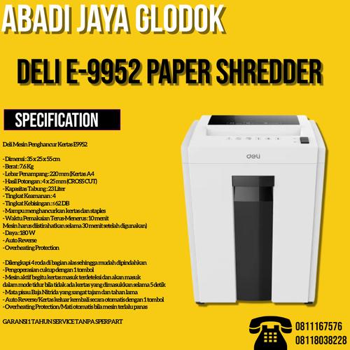 Jual DELI E-9952 PAPER SHREDDER - Jakarta Barat - Abadi Jaya Harco ...