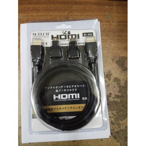 Jual HDMIMTECH - M-TECH CABLE HDMI 3 IN 1 HDMI + MINI HDMI + MICRO HDMI ...