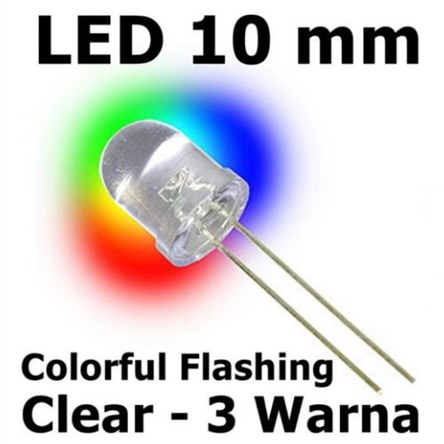 Jual Led 10mm RGB 3 warna Clear 10 mm Colorful Bening merah hijau biru ...