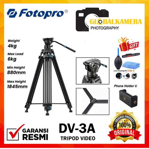 Jual Fotopro DV3A/ DV 3A / DV-3A Tripod Video Profesional Aluminium ...