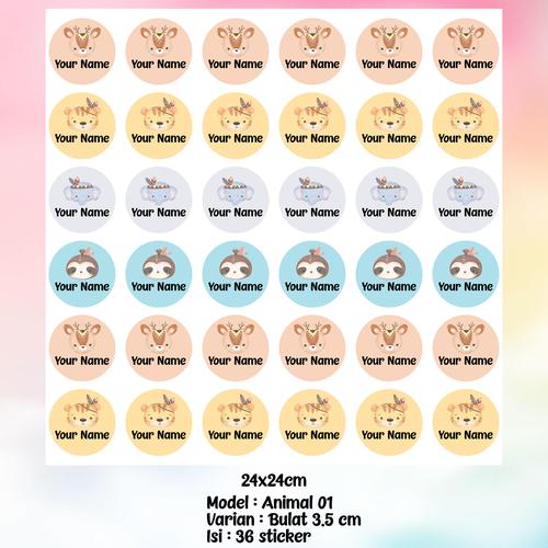 Jual Sticker Label Nama - Animal 01 - Bulat 3.5 cm - Jakarta Utara ...