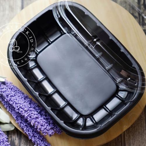 Jual Tray black/mika hitam/wadah makanan kue bento plastik - Hitam, M ...