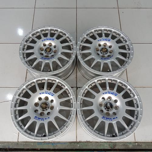 Jual velg racing enkei model rally r15 pcd 4x100/114 silver seken 4pcs ...
