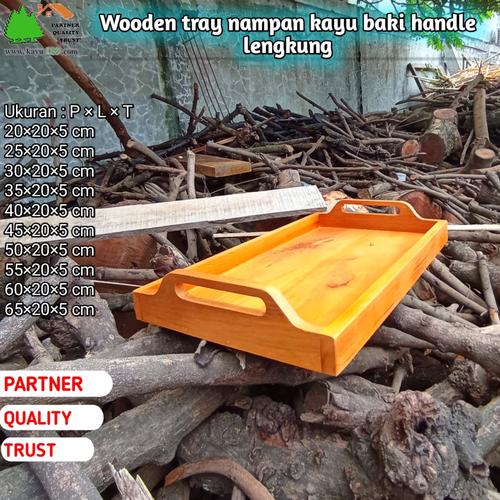 Jual Wooden Tray Nampan Kayu baki handle lengkung panjang Besar 20x20x5 ...