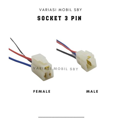 Jual SOKET KONEKTOR KABEL 3 PIN / SOCKET SAMBUNG MOBIL MOTOR KABEL ...