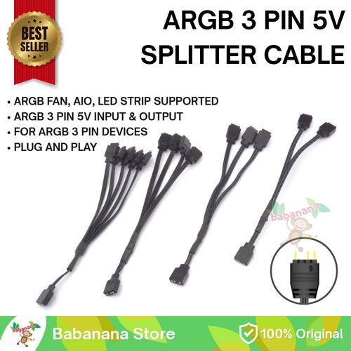 Jual ARGB 3 PIN 5V SPLITTER CABLE KABEL CABANG ARGB HUB LED STRIP FAN ...