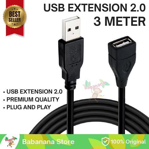 Jual KABEL USB 2.0 EXTENSION 3 METER PERPANJANGAN EXTENDER HITAM CABLE ...
