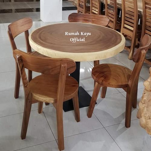Jual SET MEJA CAFE / RESTO / MAKAN BUNDAR KAYU TREMBESI SOLID D-70 ...