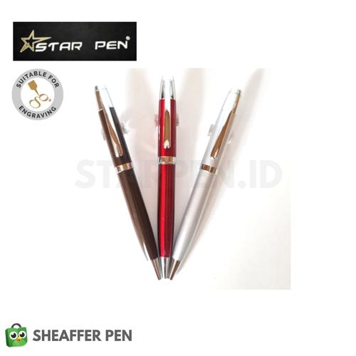 Promo Star Pen Bright Glossy Red Featuring Chrome Trim Ballpoint ...