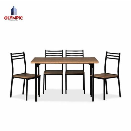 Jual Meja Kursi Makan Set Kayu Panel Elegant Estetik Besi Olympic- Eira ...