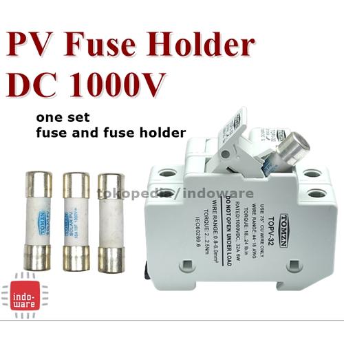 Jual Fuse Holder 1P 10x38mm DC 1000V TOMZN Tegangan Tinggi Dan FUSE 10A ...