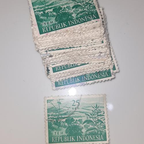 Jual 100 keping Perangko Indonesia 25 sen filateli jadul antik - Kab ...