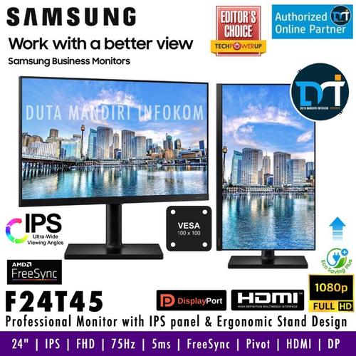 Promo Samsung F24T450 24" Inch - FHD IPS 75Hz Pivot HDMI DP FreeSync ...