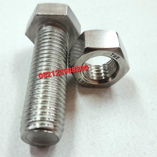 Jual baut mur ss m8x35 kunci 13 baut mur stainless hex bolt nut sus 304 ...