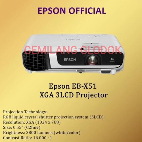 Jual PROYEKTOR EPSON EB-X51 EBX51 EB X51 PENGGANTI EB X450 XGA 3800 Lumens - Jakarta Barat ...