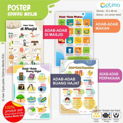 Jual Poster Adab Makan, Adab Berpakaian, Adab Buang Hajat, Adab di ...