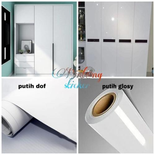 Promo stiker putih polos wallpaper pelapis lemari putih glosy sticker ...