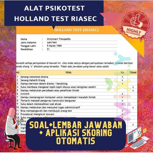 Jual Aplikasi PSIKOTEST HOLLAND RIASEC - Alat Test Kepribadian Kerja ...