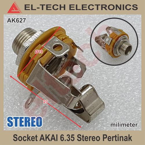 Jual Audio Jack 6.35mm 6.35 mm Socket Soket Akai Konektor Stereo Panel ...