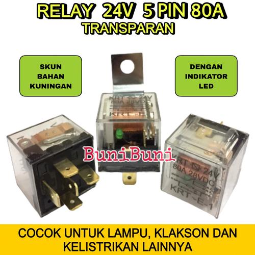 Jual RELAY Transparan 24V KAKI 5 Pin 80A Untuk Lampu / Klakson Mobil ...