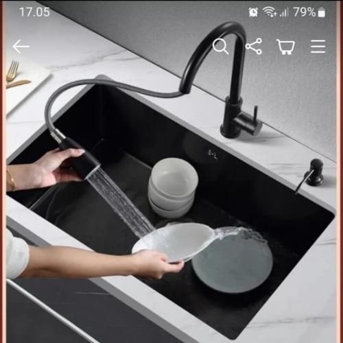 Jual Kitchen Sink 7545 + Kran Fleksibel Black/ Bak Cuci Piring Set ...