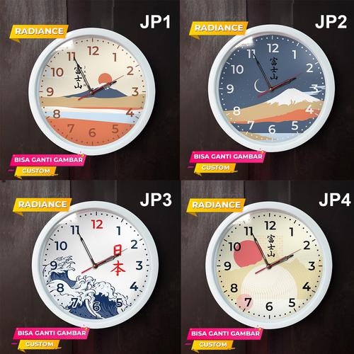 Jual Jam dinding Japan style jepang fuji wibu ada kaca 32cm bisa custom ...