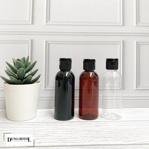 Jual 60ml Botol Fliptop Hitam Plastik PET Travel Size Skin Care DB ...