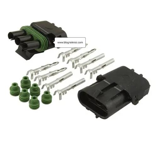 Jual Delphi Weather Pack 3 Way Black Sealed Male Female Connector ...