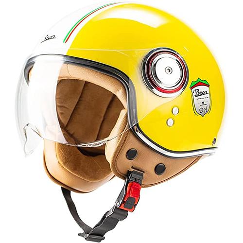 Jual MOPED YELLOW VESPA HELMET VINTAGE 3/4 OPEN FACE HELM MOTOR ...