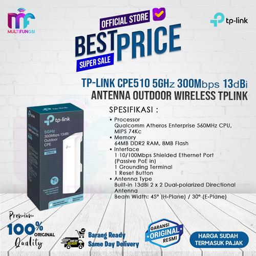 Promo TP-LINK CPE510 5GHz 300Mbps 13dBi Outdoor Router CPE Wireless ...
