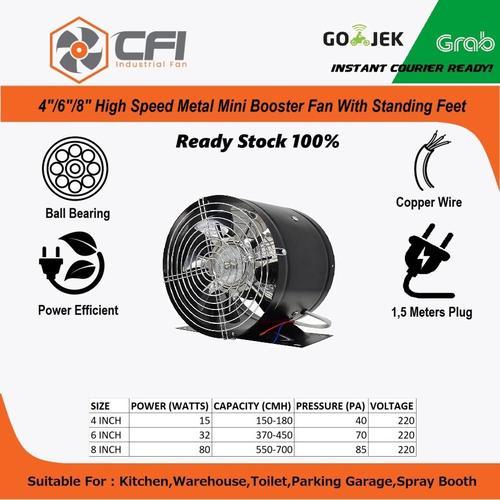 Jual 4"/6"/8" High Speed Mini Metal Booster Fan/Inline Fan with Feet ...