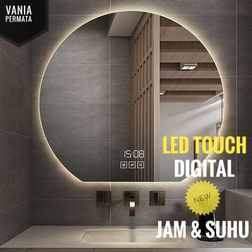 Jual Cermin Jam & Suhu Touch screen Wastafel Kaca Toilet Kaca Bulat ...