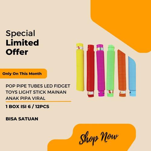 Jual Pop Pipe LED Fidget Toys Light Stick Tubes Mainan Anak Pipa Viral ...
