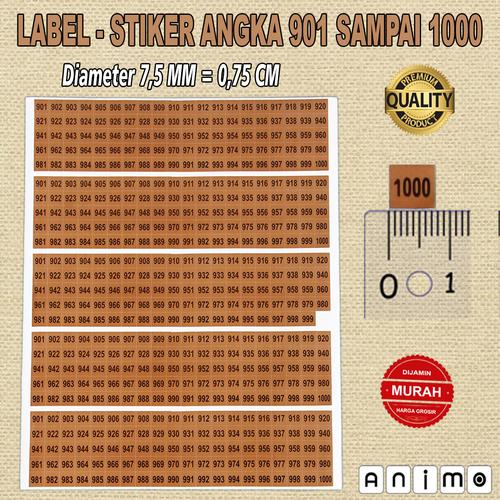 Jual LABEL - STIKER ANGKA WARNA - STICKER NUMBERING 901 SD 1000 ...
