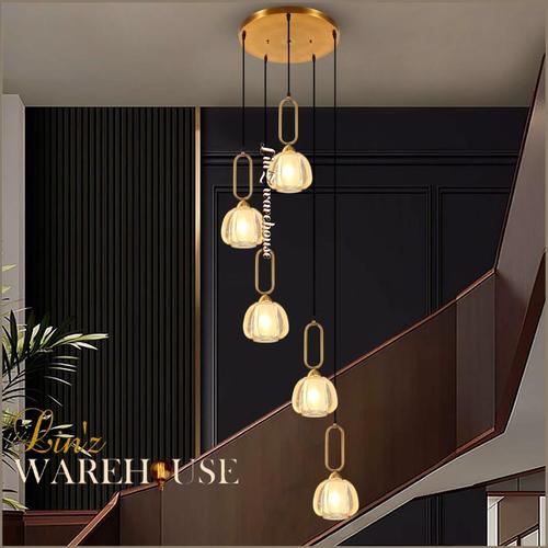 Jual Lampu gantung void MODERN MINIMALIS PUMPKIN GLASS 5 ARMS pendant light - Jakarta Utara ...