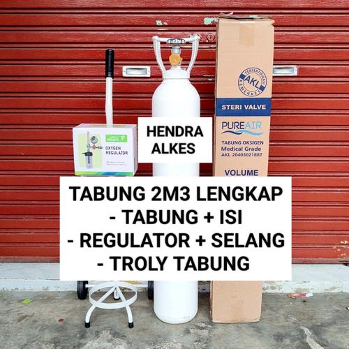 Jual Pure Air Tabung Oksigen Besar 2M Kubik One Health Isi 2M3 Lengkap Dengan Regulator Selang ...