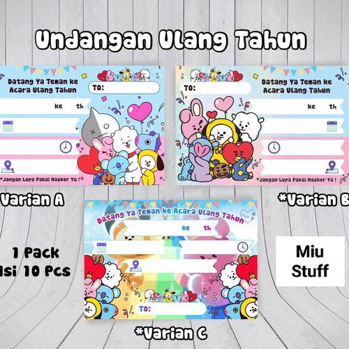 Jual Undangan Ulang Tahun Kosongan Invitation Card BT21 BTS Army Cimmy ...