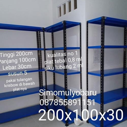 Jual Rak besi surabaya P 100 x 30 x 200 susun 5 - biru putih - Kota ...