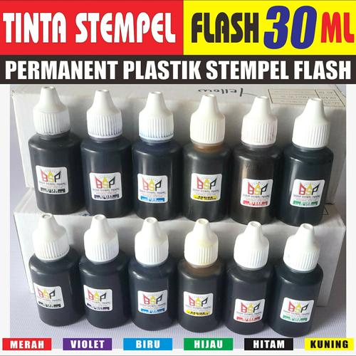 Jual TINTA STEMPEL PERMANENT PLASTIK FLASH 30 ML - Hitam - Kab. Pasaman ...