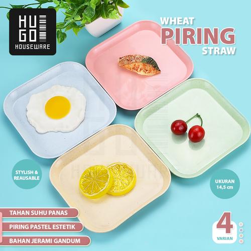 Jual HUGO Piring Persegi Bahan Jerami Serat Gandum Piring Plastik ...