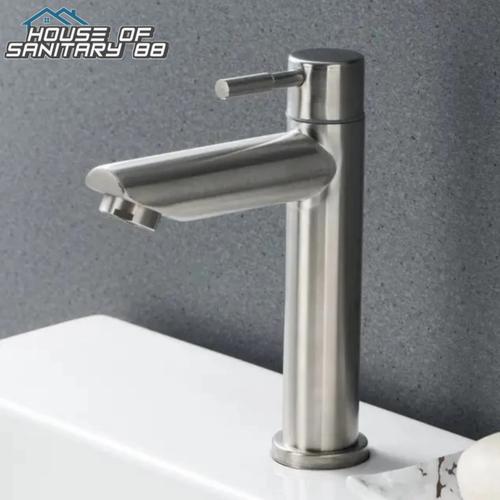 Jual Kran wastafel 1/2 tinggi lurus Stainless / kran cuci tangan ...